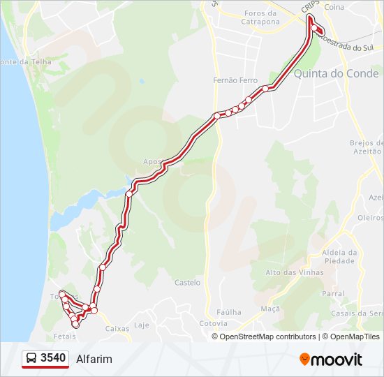 3540 Percursos: Horários, paragens e mapas - Alfarim (Atualizado)