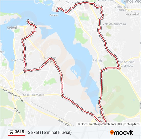 3615 Percursos: Horários, paragens e mapas - Seixal (Terminal Fluvial ...