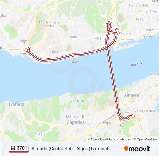 3701 Percursos: Horários, paragens e mapas - Algés (Terminal) (Atualizado)