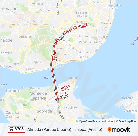 3703 Percursos: Horários, paragens e mapas - Almada (Parque Urbano) (Atualizado)