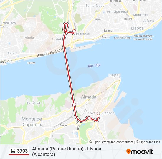 3703 Percursos: Horários, paragens e mapas - Lisboa (Alcântara ...