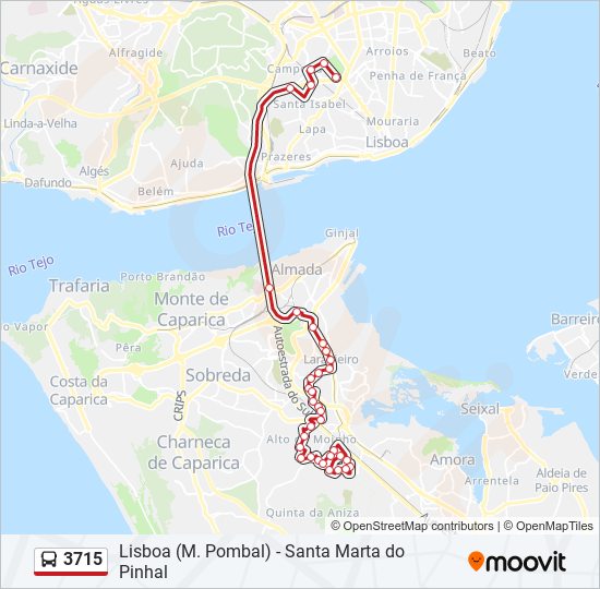 3715 Percursos: Horários, paragens e mapas - Lisboa (M. Pombal ...