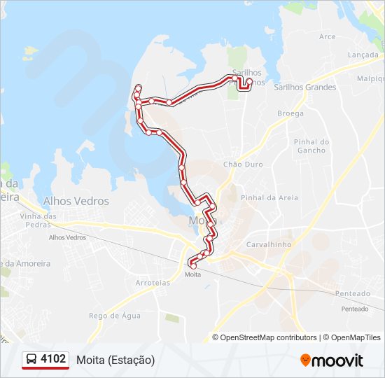 4102 Percursos: Horários, paragens e mapas - Moita (Estação) via Gaio ...