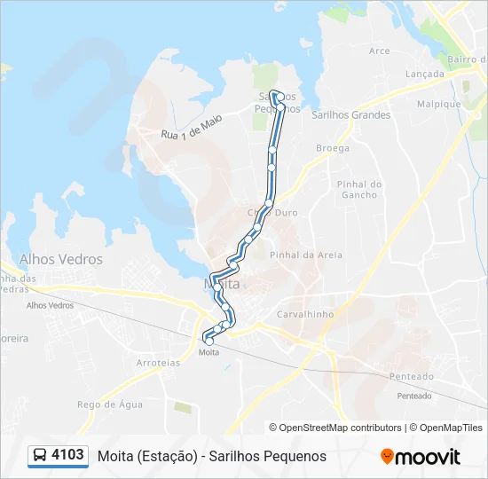4103 Percursos: Horários, paragens e mapas - Moita (Estação) - Sarilhos ...