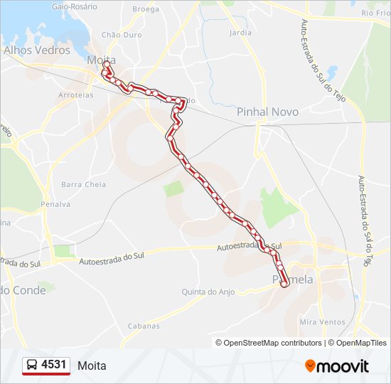 4531 Percursos: Horários, paragens e mapas - Moita (Atualizado)