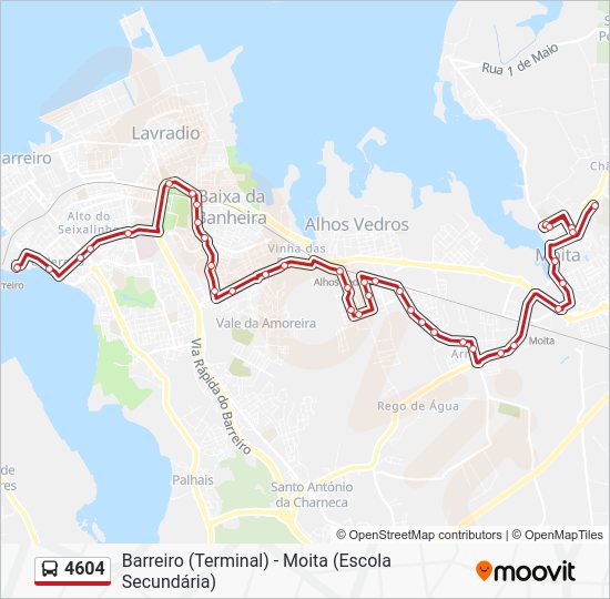 4604 Percursos: Horários, paragens e mapas - Moita (Escola Secundária ...