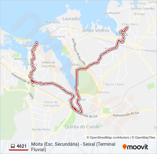 4621 Percursos: Horários, paragens e mapas - Seixal (Terminal Fluvial ...