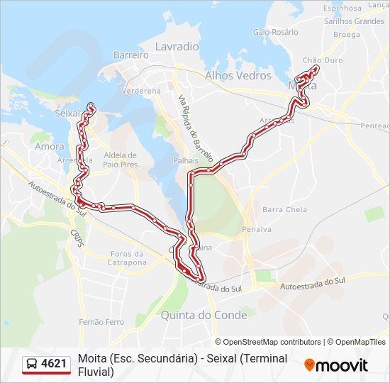4621 Percursos: Horários, paragens e mapas - Seixal (Terminal Fluvial ...
