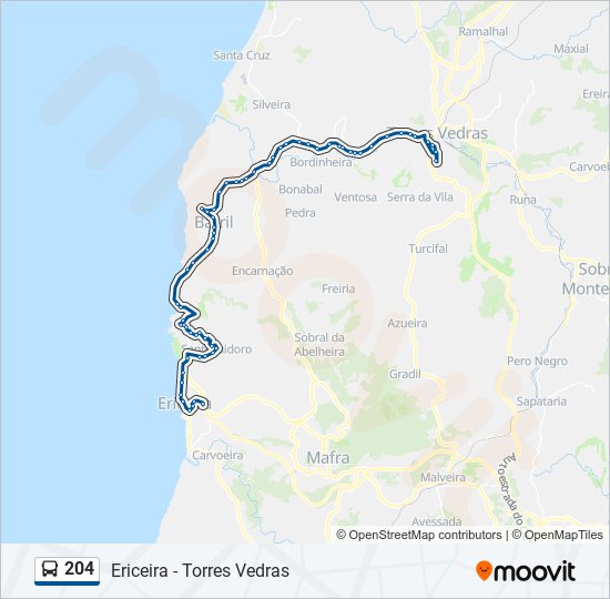 204 Route: Schedules, Stops & Maps - Ericeira (Terminal) (via CAERO ...