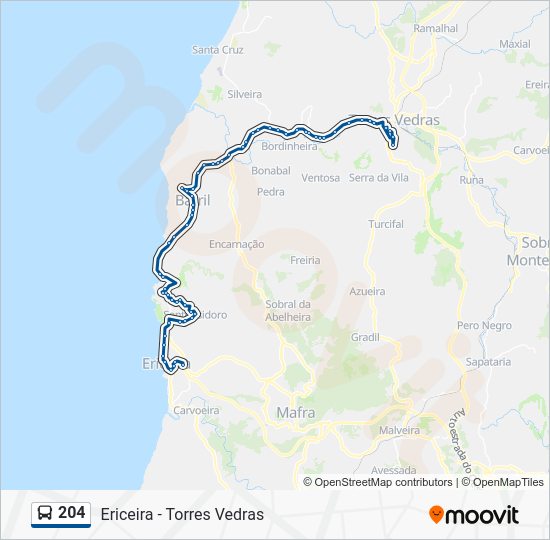 204 Route: Schedules, Stops & Maps - Ericeira (Terminal) (via CAERO ...
