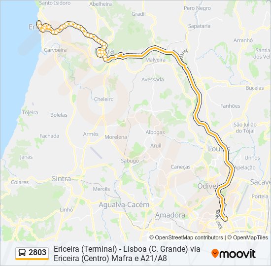 2803 Percursos: Horários, paragens e mapas - Ericeira (Terminal ...