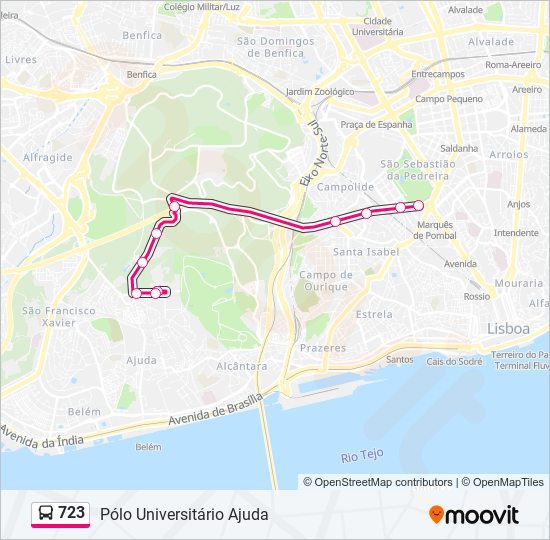 723 Percursos: Horários, paragens e mapas - Pólo Universitário Ajuda ...
