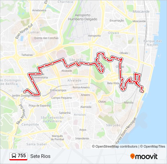 755 Percursos: Horários, paragens e mapas - Sete Rios (Atualizado)