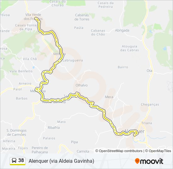 38 Percursos: Horários, paragens e mapas - Alenquer (via Aldeia Gavinha ...