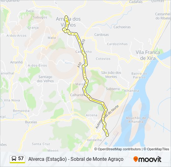 57 Percursos: Horários, paragens e mapas - Alverca (Estação) (Atualizado)