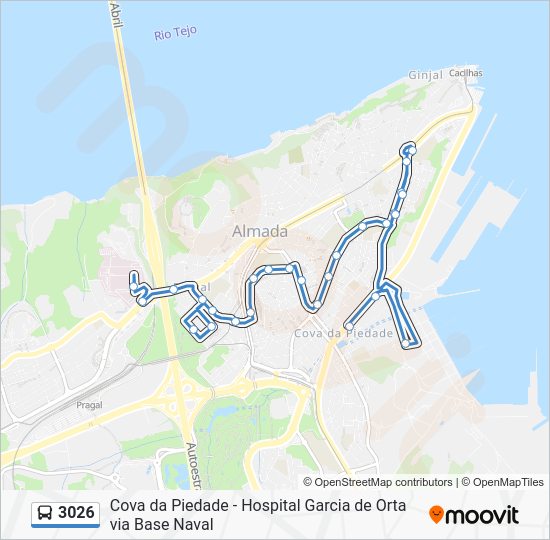 3026 Percursos: Horários, paragens e mapas - Hospital Garcia de Orta ...