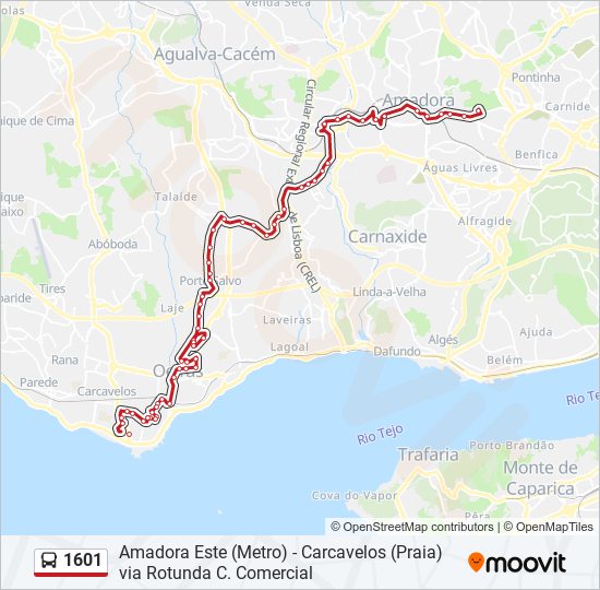 1601 Percursos: Horários, paragens e mapas - Carcavelos (Praia ...