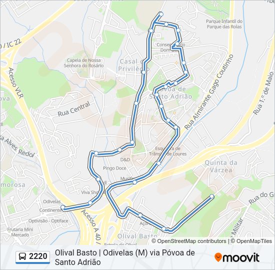2220 Percursos: Horários, paragens e mapas - Odivelas (Metro) (Atualizado)