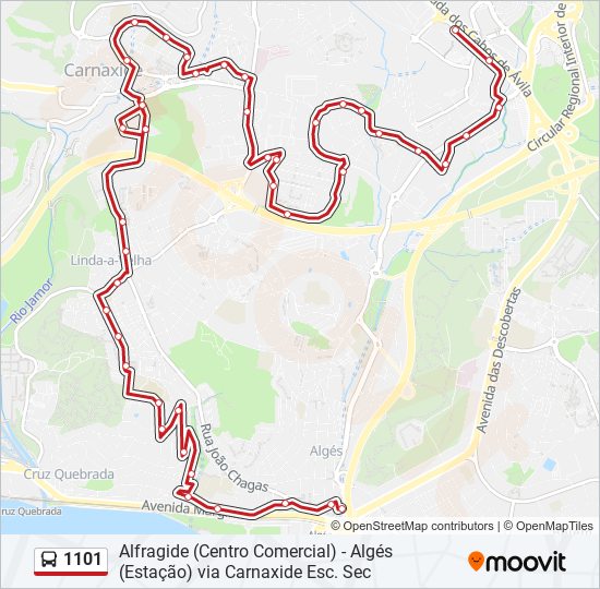 1101 Percursos: Horários, paragens e mapas - Alfragide (Centro ...