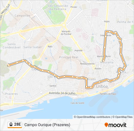 28E Route: Schedules, Stops & Maps - Campo Ourique (Prazeres) (Updated)