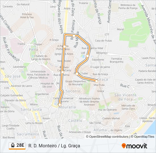 28E Route: Schedules, Stops & Maps - R. D. Monteiro / Lg. Graça (Updated)