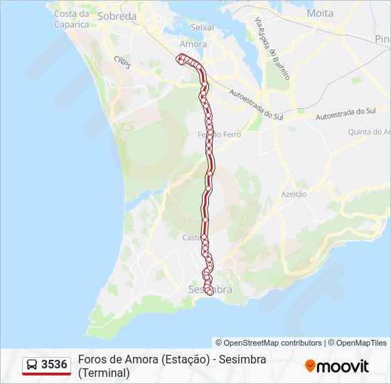 3536 Route: Schedules, Stops & Maps - Sesimbra (Terminal) (Updated)