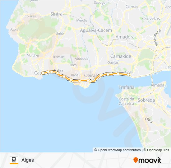 linha de cascais Percursos: Horários, paragens e mapas - Alges (Atualizado)