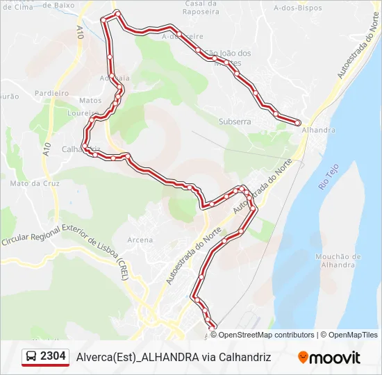 2304 Percursos: Horários, paragens e mapas - Alverca (Est) (Atualizado)