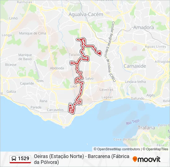 1529 Percursos: Horários, paragens e mapas - Oeiras (Estação Norte) via ...