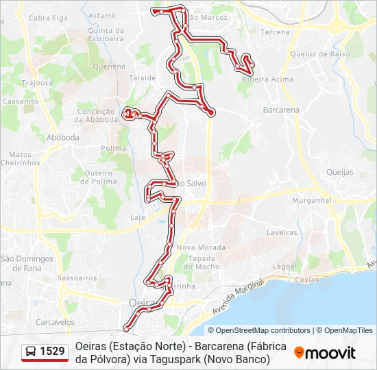 1529 Percursos: Horários, paragens e mapas - Oeiras Golf Residence via ...