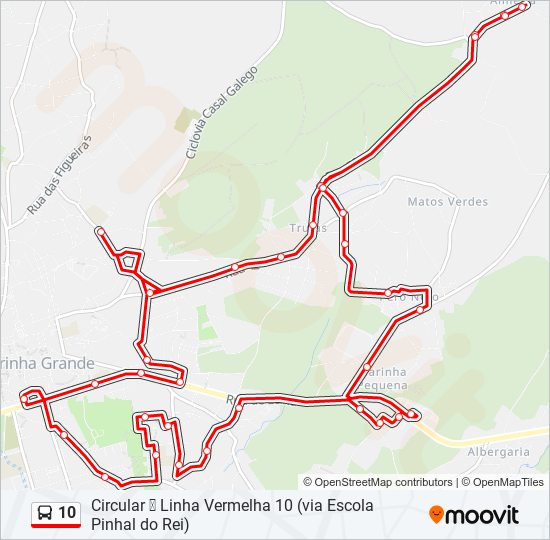 10 Percursos: Horários, paragens e mapas - Circular Linha Vermelha 10 ...