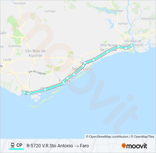 CP Percursos: Horários, paragens e mapas - R-5720 V.R.Sto Antonio → Faro (Atualizado)