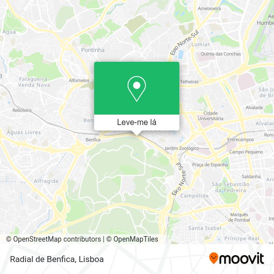 Como chegar a Radial de Benfica em Lisboa por autocarro, metro ou comboio?