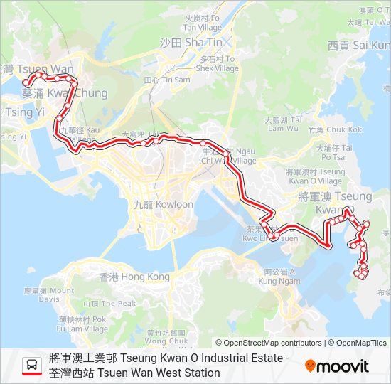 290e路線：時刻表，站點和地圖-荃灣西站 Tsuen Wan West Station （更新）