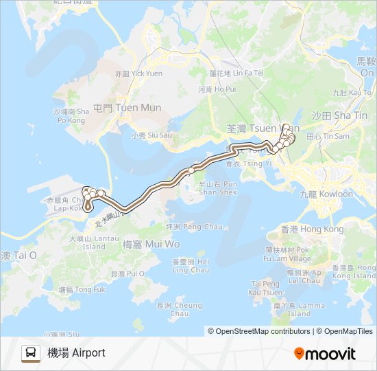 A30路線：時刻表，站點和地圖-機場 Airport （更新）