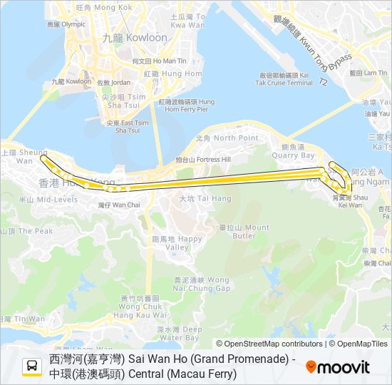 720路線：時刻表，站點和地圖-中環(永和街)(循環線) Central (Wing Wo Street) (Circular) （更新）