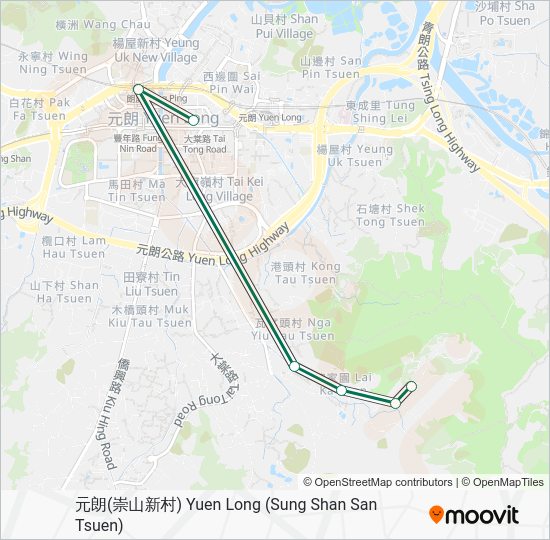 73路線：時刻表，站點和地圖-元朗(崇山新村) Yuen Long (Sung Shan San Tsuen) （更新）