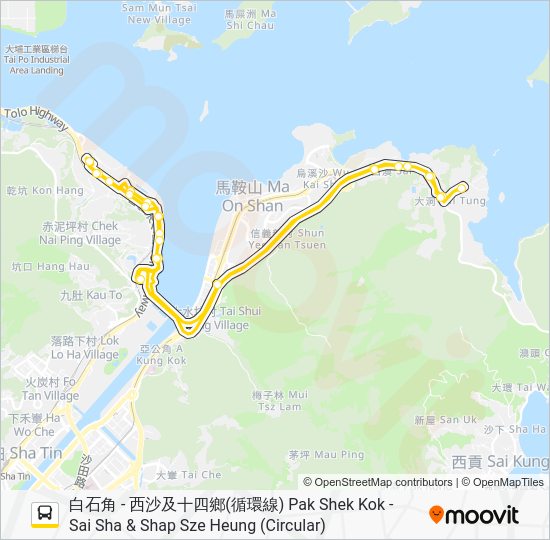 582 Route: Schedules, Stops & Maps - 白石角 - 西沙及十四鄉(循環線) Pak Shek Kok ...
