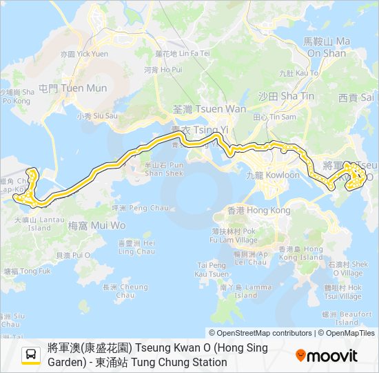 N29路線：時刻表，站點和地圖-東涌站 Tung Chung Station （更新）