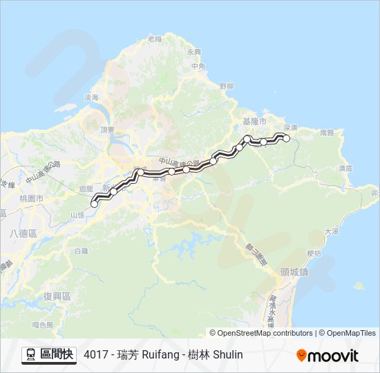 區間快 Route: Schedules, Stops & Maps - 4017 - 瑞芳 Ruifang - 樹林 Shulin ...