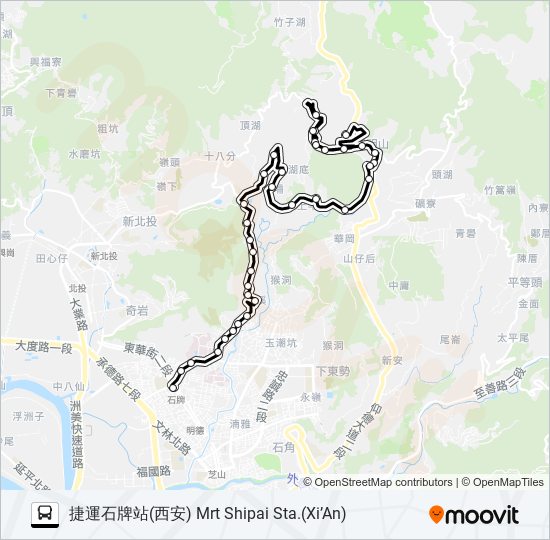 128 Route: Schedules, Stops & Maps - 捷運石牌站(西安) Mrt Shipai Sta.(Xi’An ...