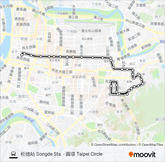 46路線：時刻表，站點和地圖-松德站 Songde Stop （更新）