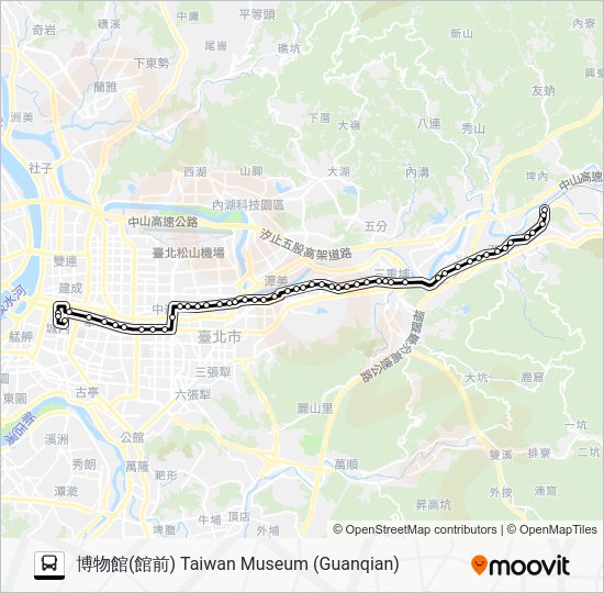 605路線：時刻表，站點和地圖-博物館(館前) Taiwan Museum (Guanqian) （更新）