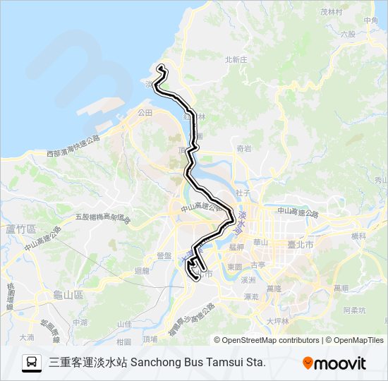 857路線：時刻表，站點和地圖-三重客運淡水站 Sanchong Bus Tamsui Sta. （更新）
