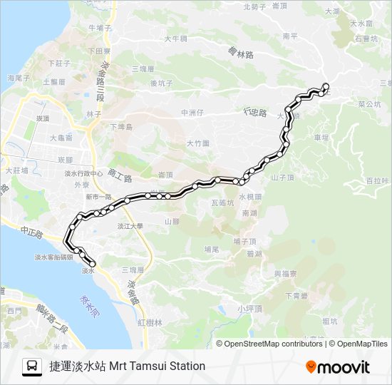 875路線：時刻表，站點和地圖-捷運淡水站 Mrt Tamsui Station （更新）