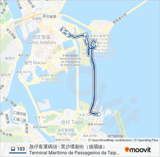 103 Route: Schedules, Stops & Maps - 氹仔客運碼頭 Terminal Marítimo De ...