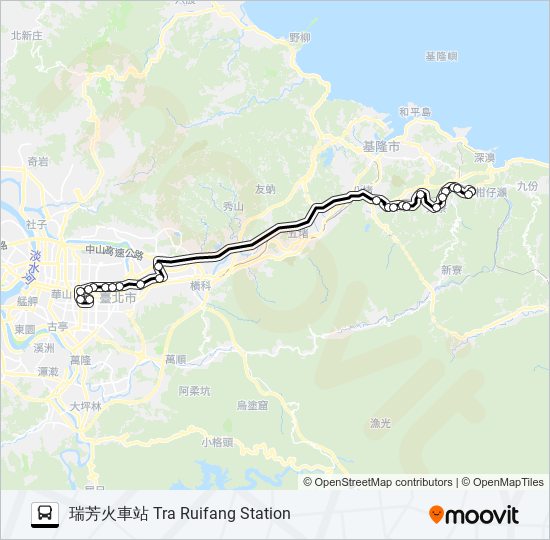 1061路線：時刻表，站點和地圖-瑞芳火車站 Tra Ruifang Station （更新）
