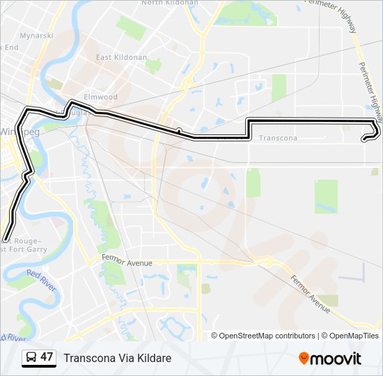 47 Route: Schedules, Stops & Maps - Transcona Via Kildare (Updated)