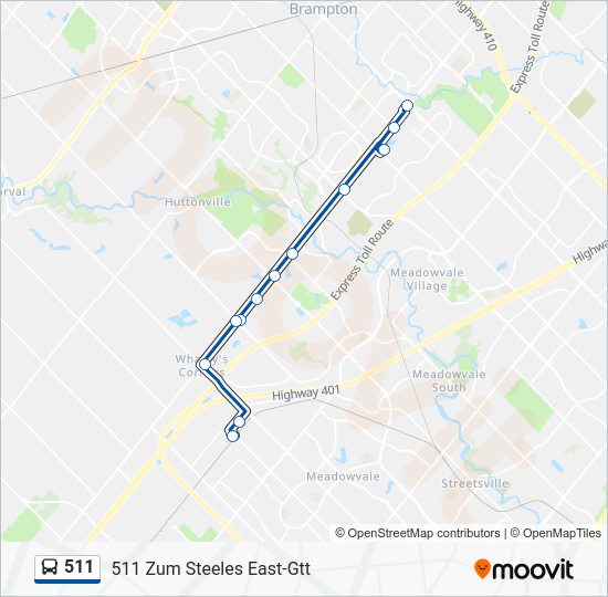 511 Route: Schedules, Stops & Maps - 511 Zum Steeles East-Gtt (Updated)