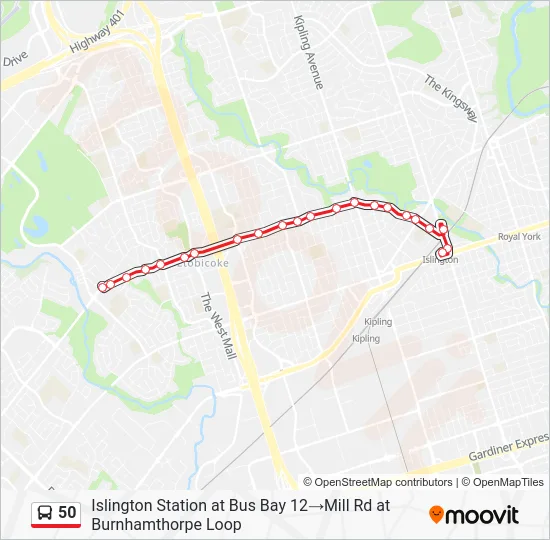 50 Route: Schedules, Stops & Maps - Islington Station at Bus Bay 12‎→ ...